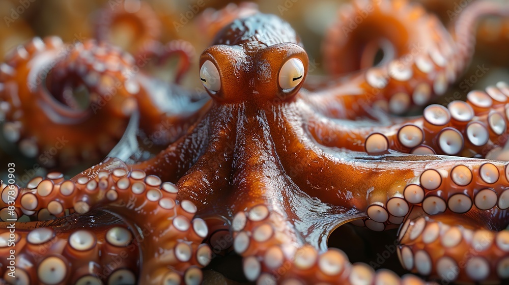 Artistic rendering of octopus skin with its suction cups and textured ...