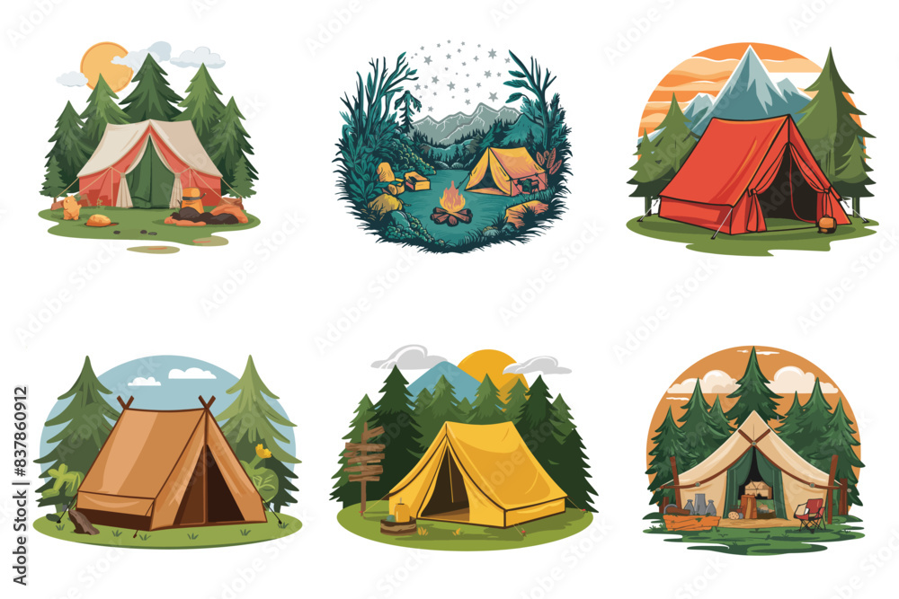 Vetor de Camping Clipart Vector Design Bundle, Nature & Camping Clipart ...