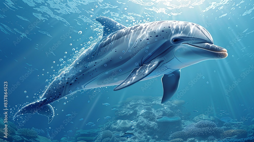 Artistic illustration of dolphin skin, featuring its smooth, sleek ...