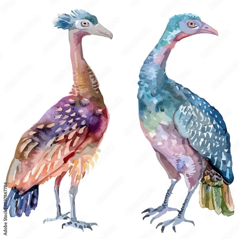 Watercolor vector of a bird with a mohawk, isolated on a white ...