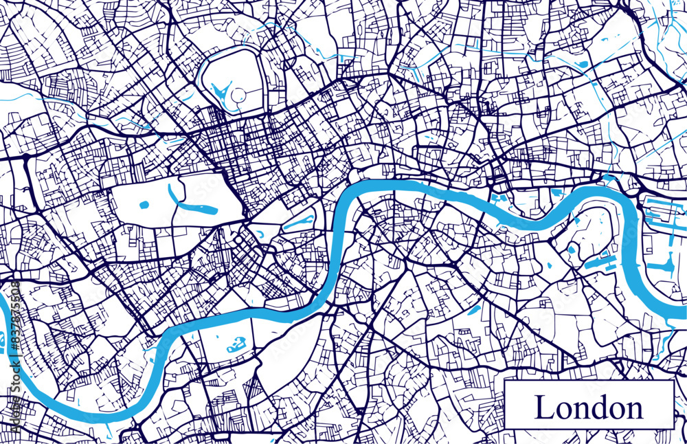 Vector graphic street map of city of London with river Stock Vector ...