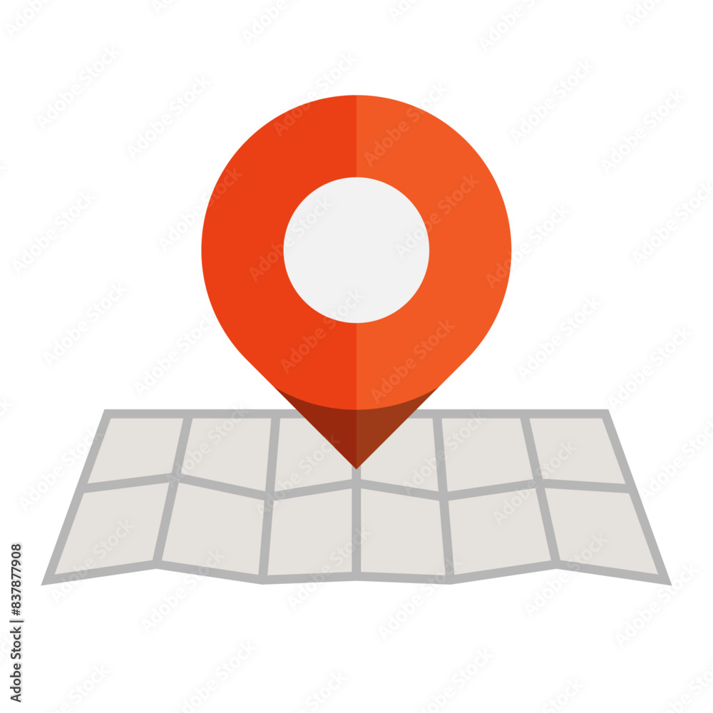 Location map pointer with white dot on a gray map. Orange map marker ...