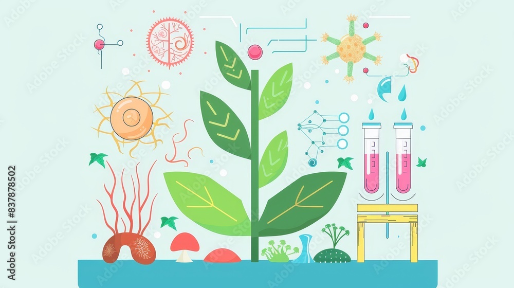 Photosynthesis flat design front view plant cell process cartoon ...