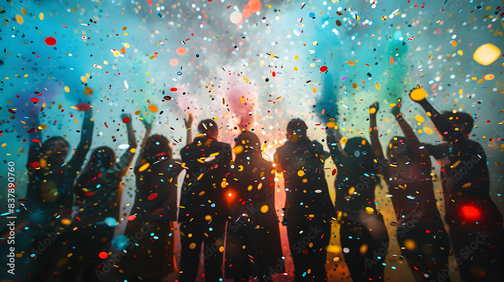 Corporate Team Profile with Confetti Shower: Business Joy Teamwork ...