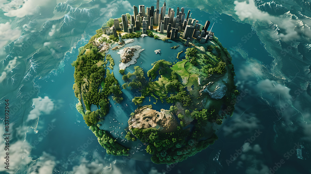 World Earth: A 3D representation blending nature and environment ...