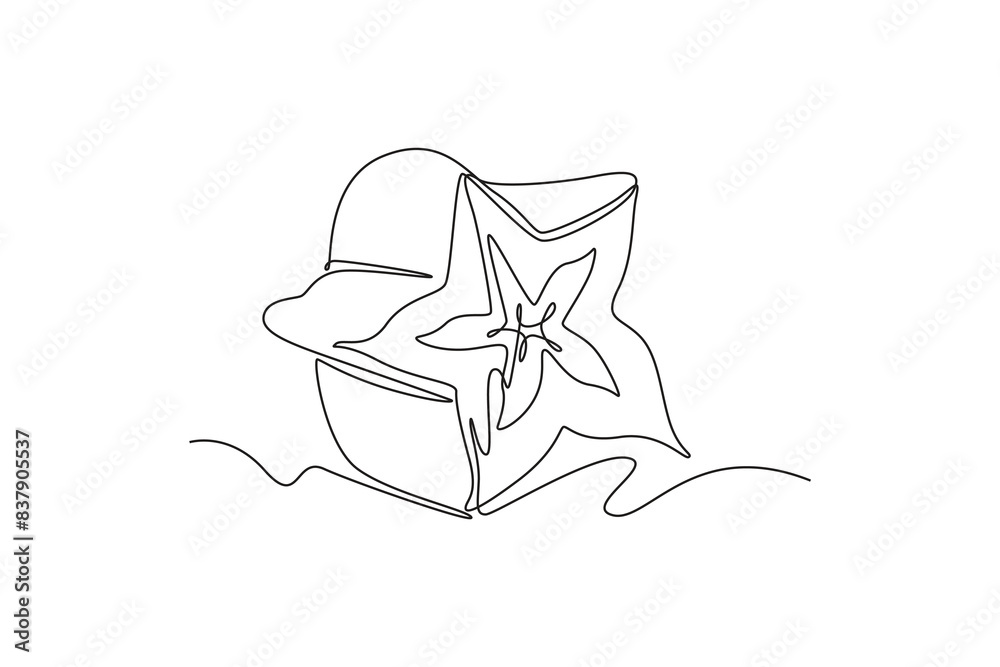 Single one line drawing of sliced healthy freshness organic sweet ...