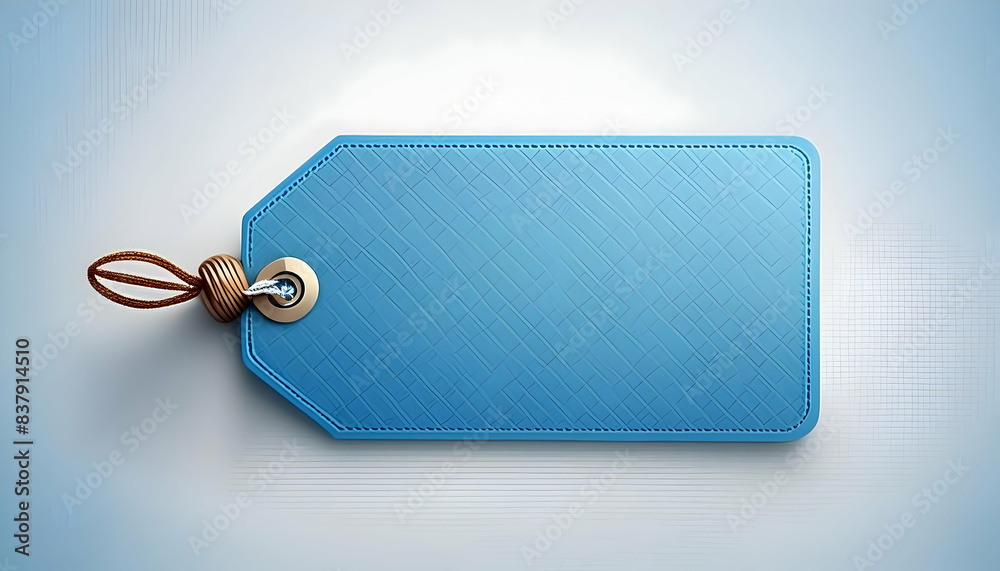 3D label blank blue tag with paper texture on a white background, Blue ...