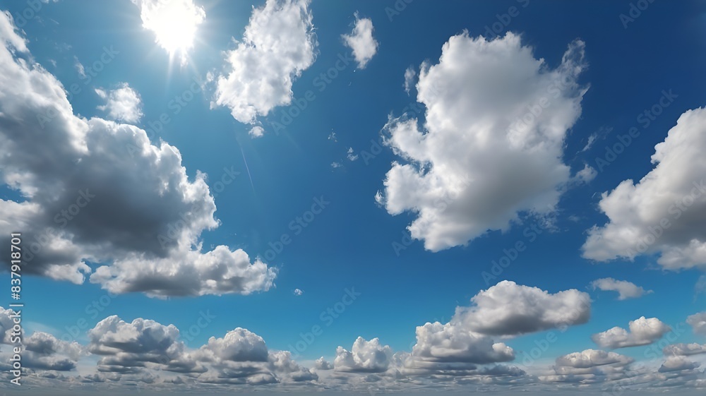 Smooth, blue sky 360-degree high-definition panoramic picture featuring ...