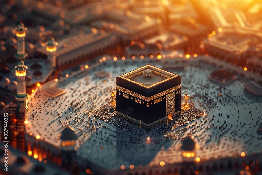 Kaaba in Masjid Al Haram in Mecca Saudi Arabia, The Kaaba, the holiest ...