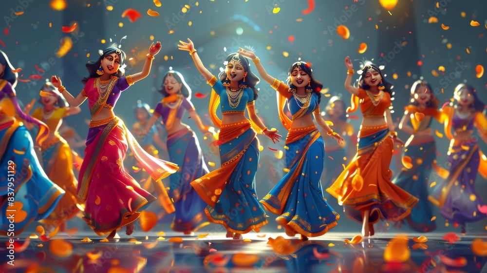 Cartoon vector devotees singing and dancing in praise of Lord Krishna ...