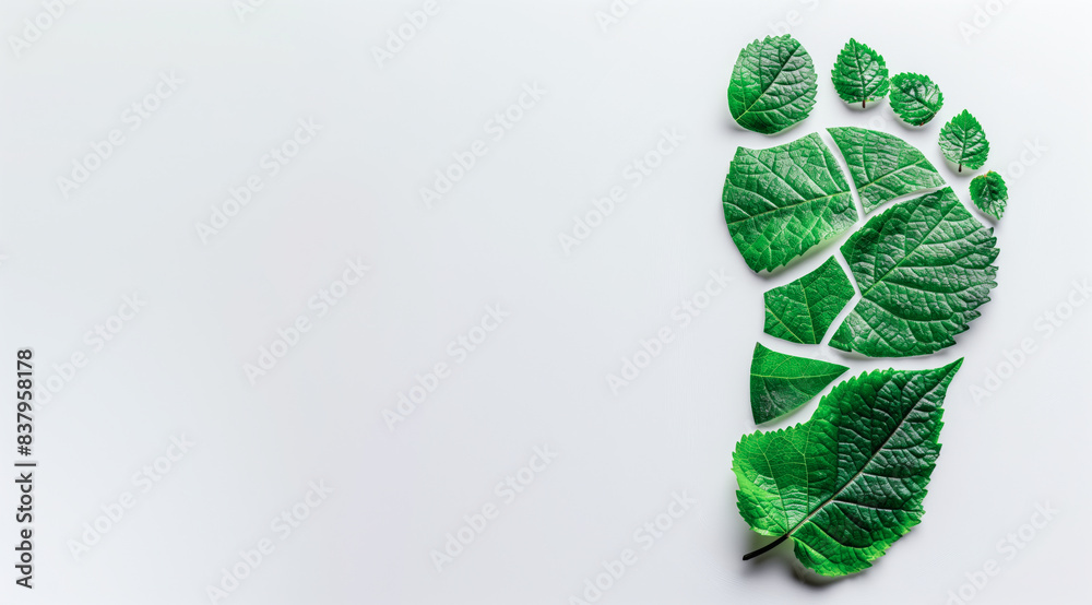 Green Leaf Footprint on White Background: Eco-Friendly and ...
