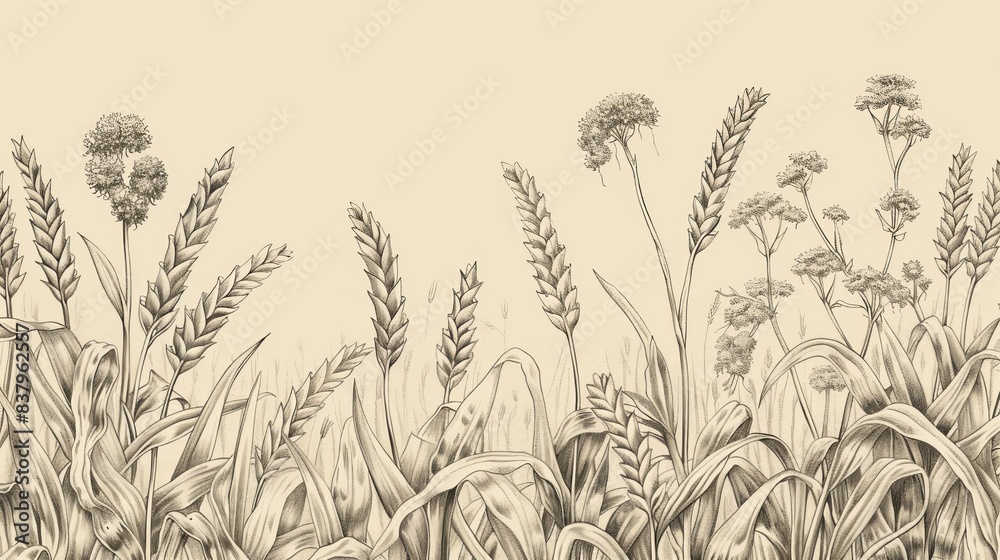 Illustration of the Parable of the Weeds: Wheat and Weeds Growing ...