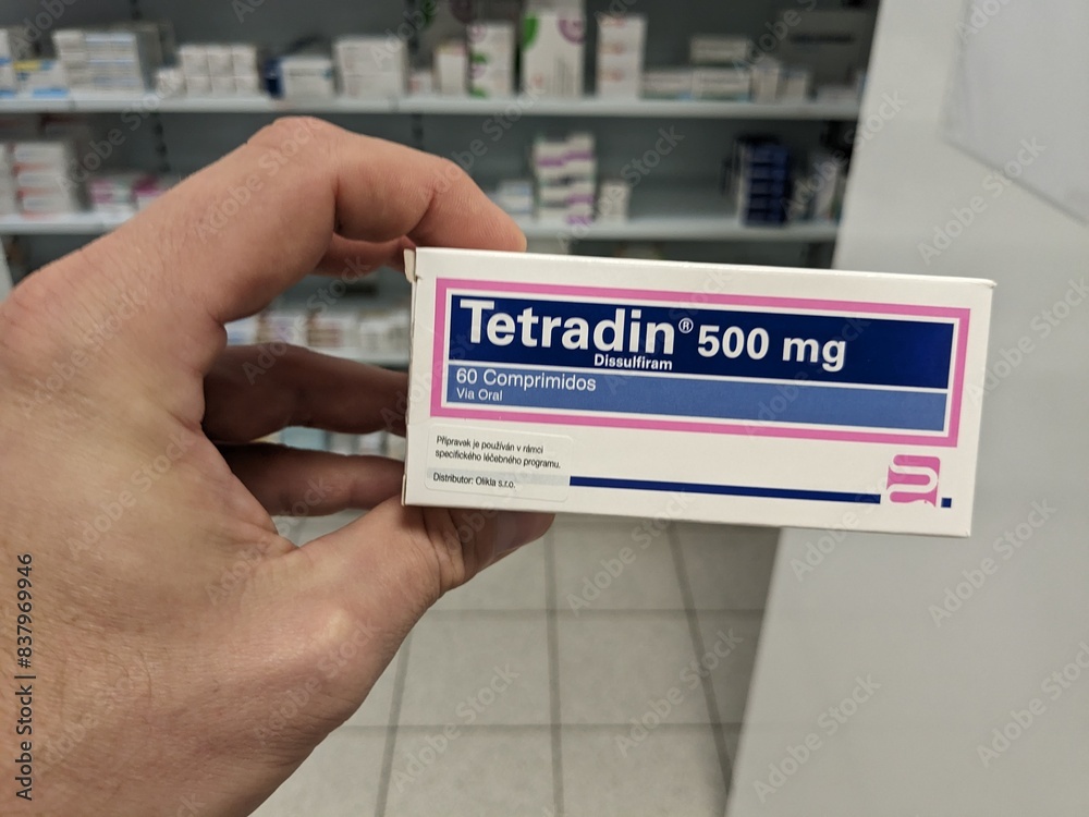 Prague,Czech republic-June 17 2024: Tetradin box of medication with ...