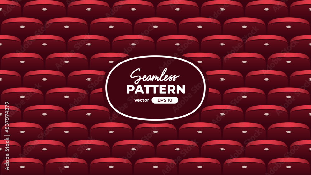 Seamless pattern. Cinema hall with rows of seats, red cinema chairs ...
