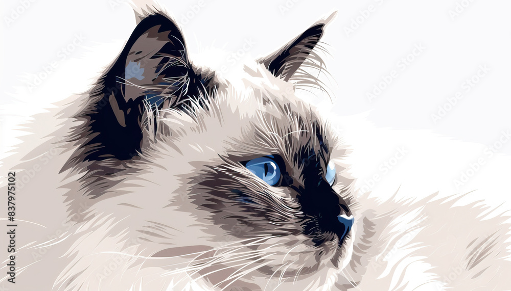 Simple and modern 2D vector graphic design illustration of Birman cat ...