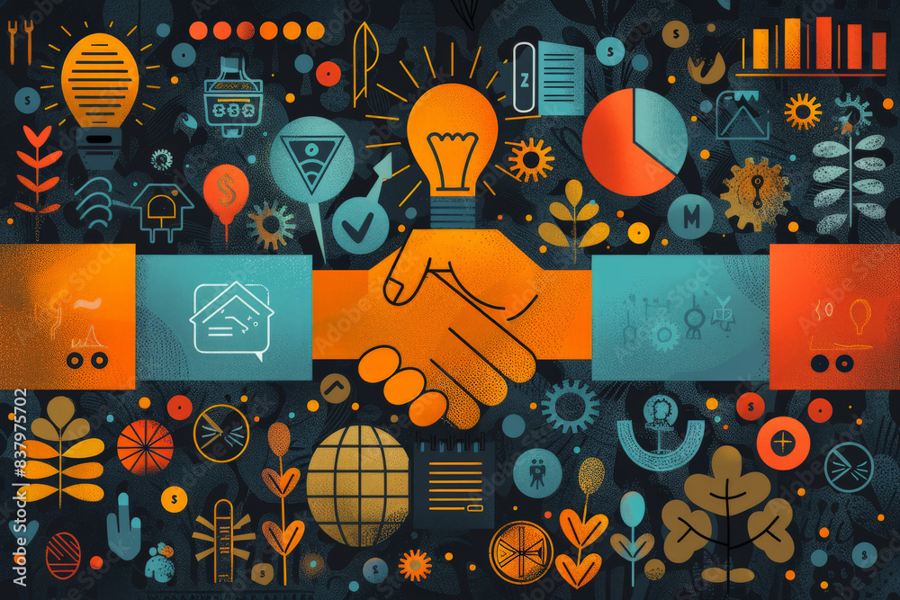 Partnership development and startup funding with Design a flat design ...