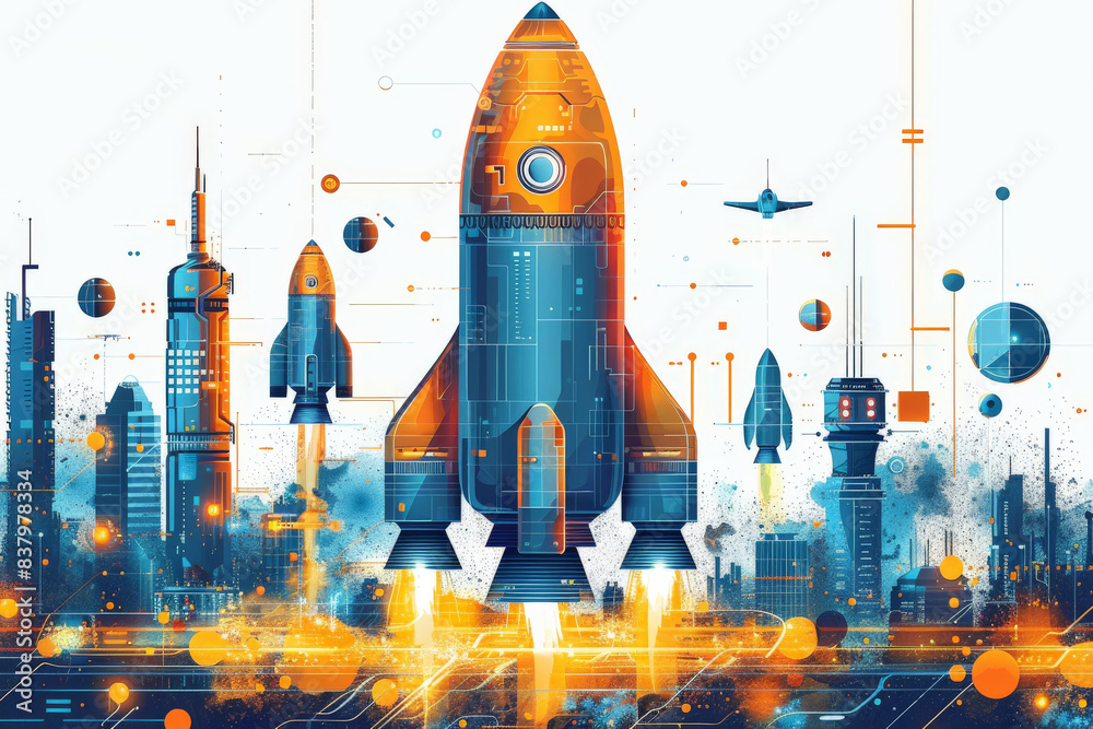 Startup accelerator and agile methodology with Design a detailed vector ...