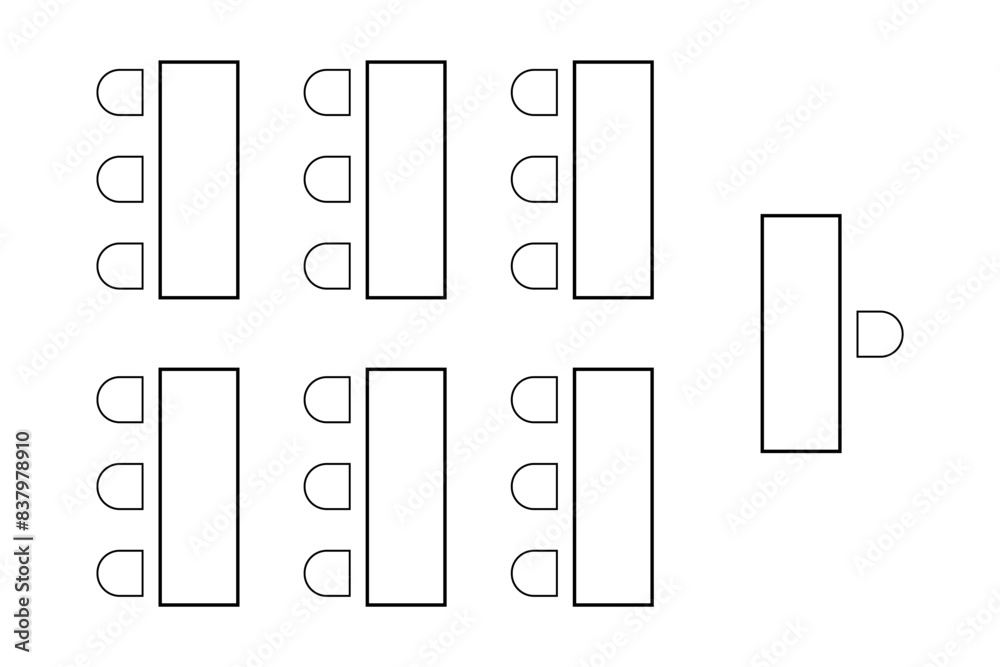 Graphic schema of seats in classroom. Lectorium, meeting or conference ...