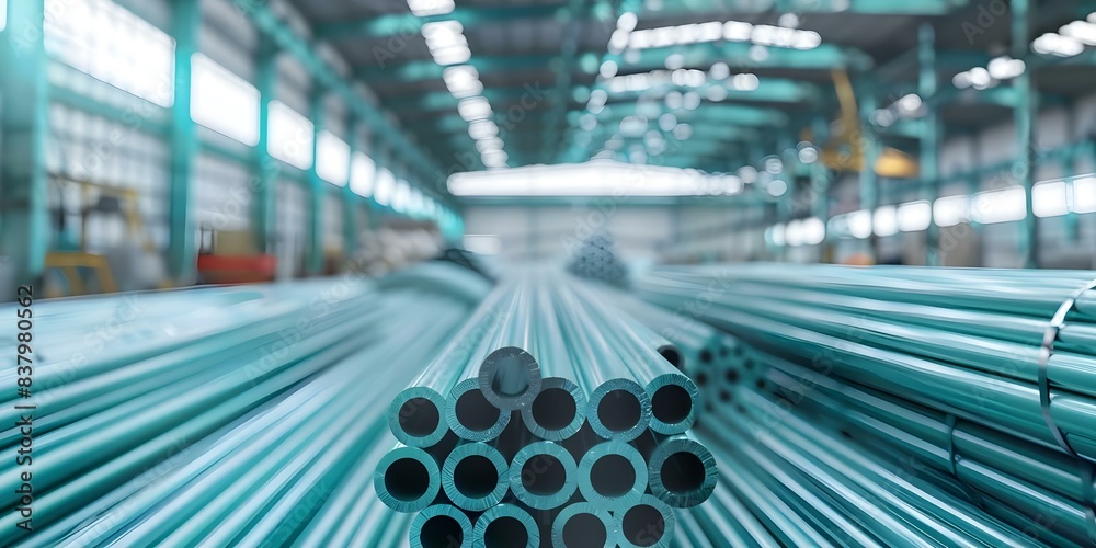 Aluminum rods stored in warehouse for remelting into foil metal ...
