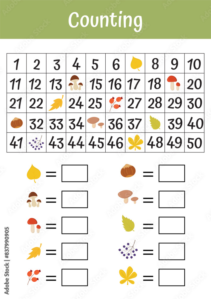 Printable educational math worksheet. Counting activities for kids ...