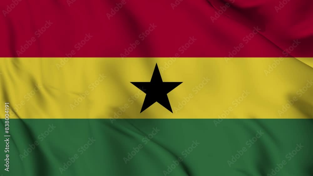 Ghana flag animation for background in 4k. Happy independence day national flag waving ...