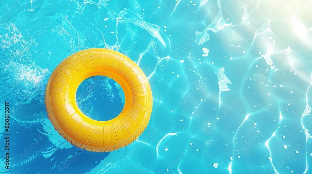 Water pool summer background with yellow pool float ring. Vector ...
