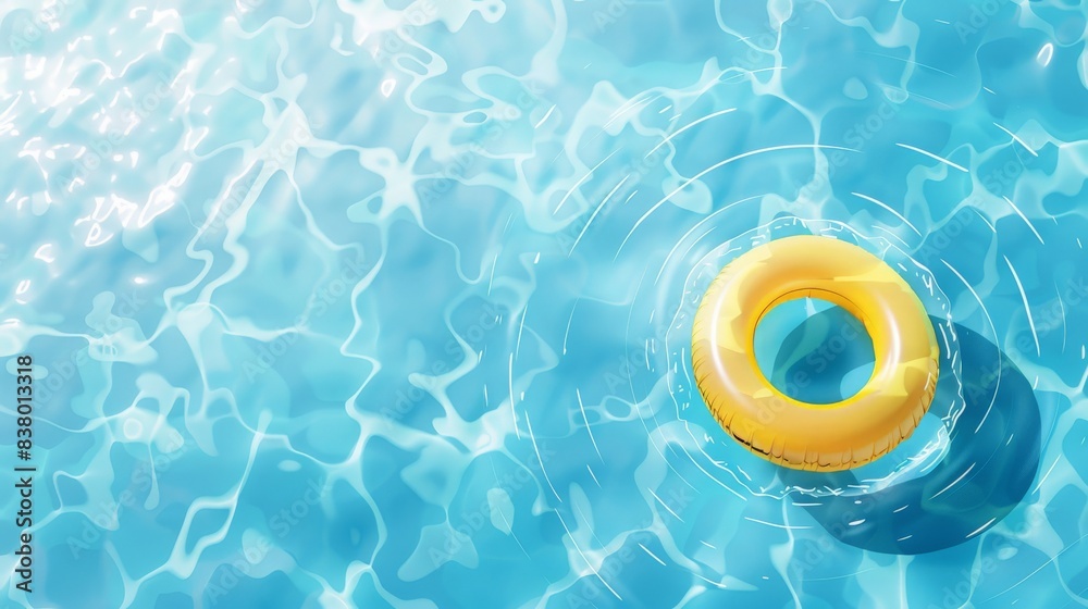 Water pool summer background with yellow pool float ring. Vector ...