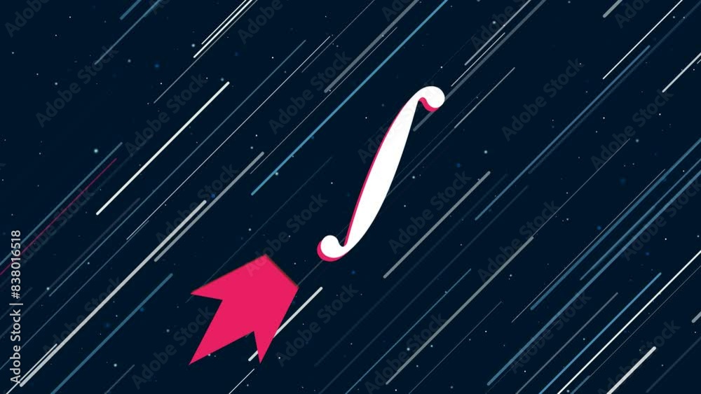 Integral symbol flies through the universe on a jet propulsion. The ...