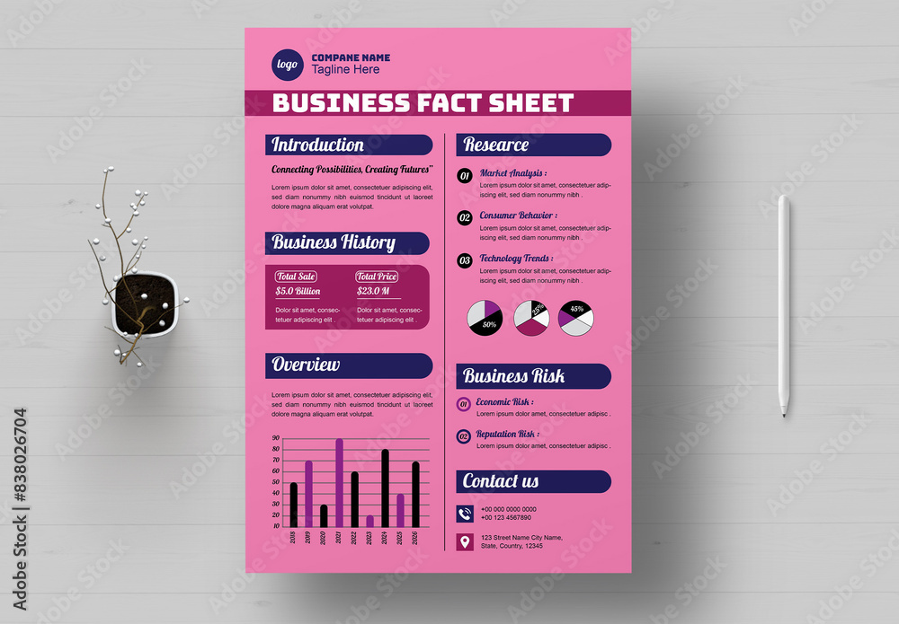 Business Company Fact Sheet Template Stock Template | Adobe Stock