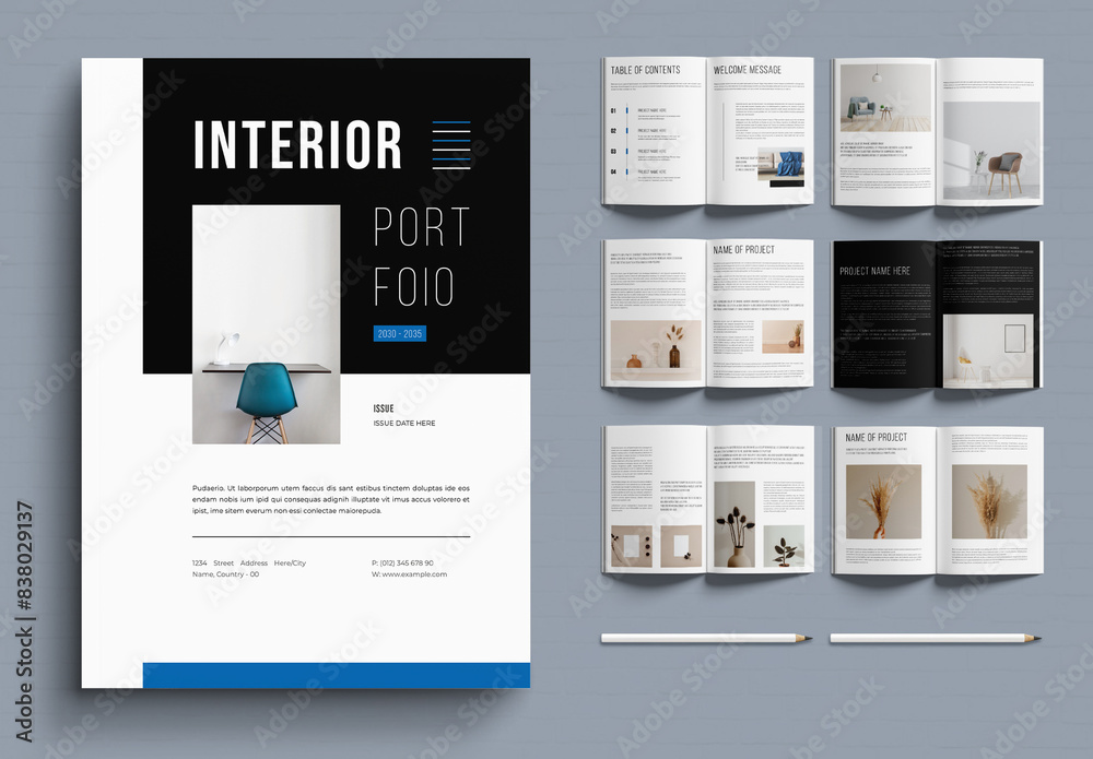Interior Design Portfolio Layout Stock Template | Adobe Stock