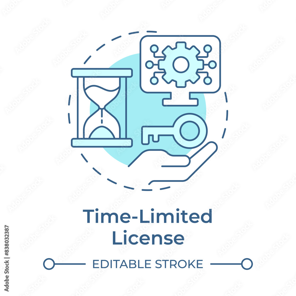 Time-limited license soft blue concept icon. Business licensing ...