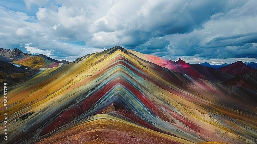 Rainbow Mountain, Peru. The mountain in the Andes of Peru is beautiful ...
