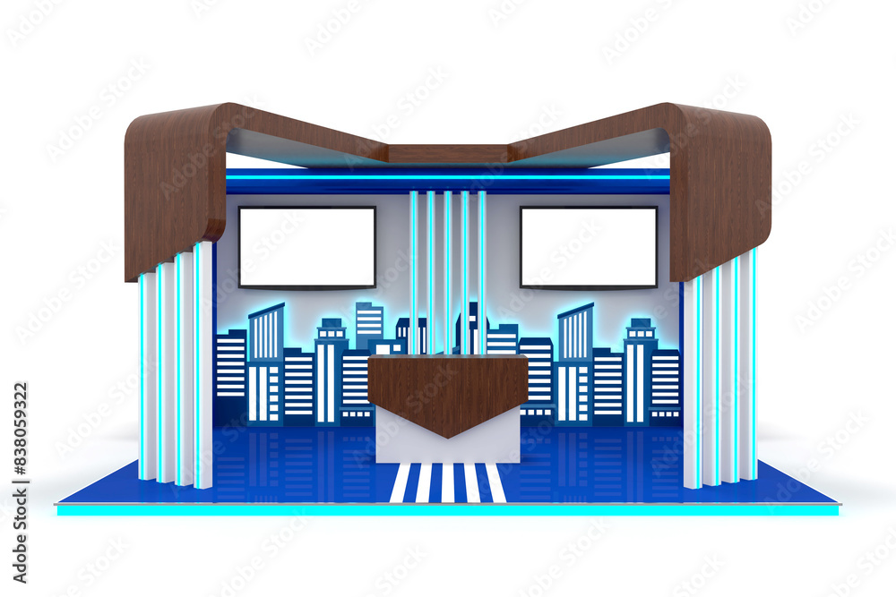 3d illustration stand booth 6x4 m futuristic digital style decoration ...