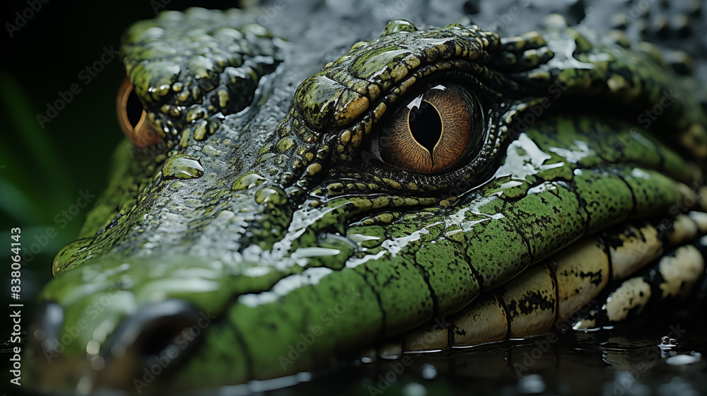 Close-up view of a crocodile, highlighting its formidable presence and ...