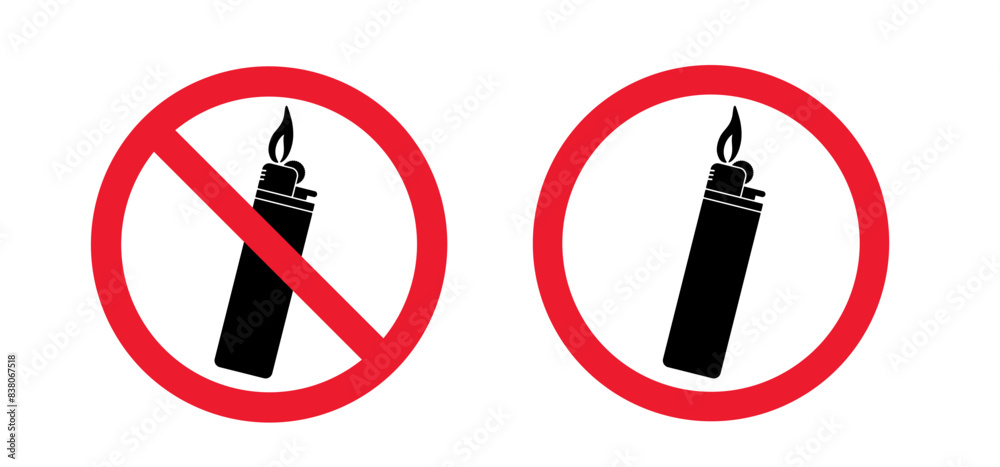 Vetor de Stop, no entry for plastic gas cigarette lighter icon. Forbid ...