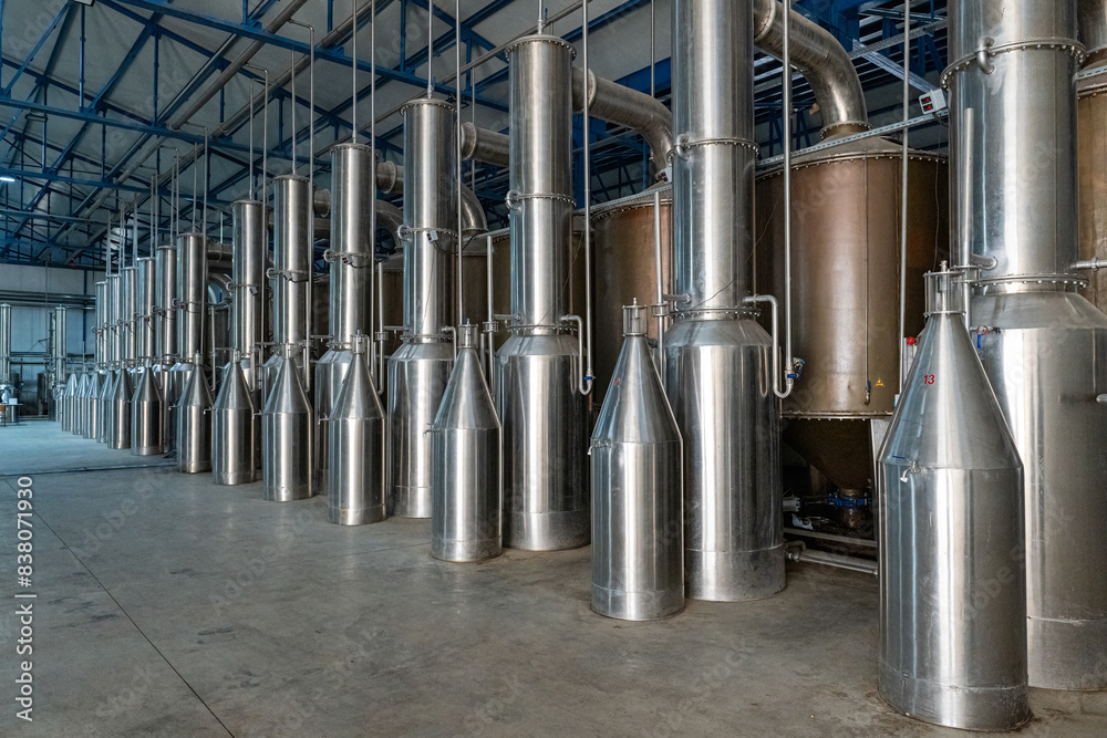 Distillation tanks in a rose processing factory in Turkey. Stock Photo ...