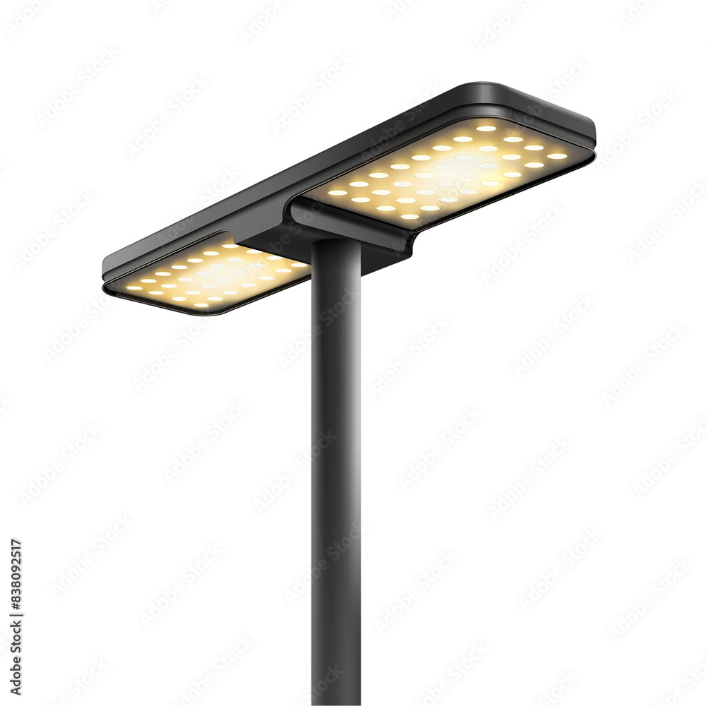 Modern Black Outdoor Security Light With Dual LED Panels, Isolated on a ...