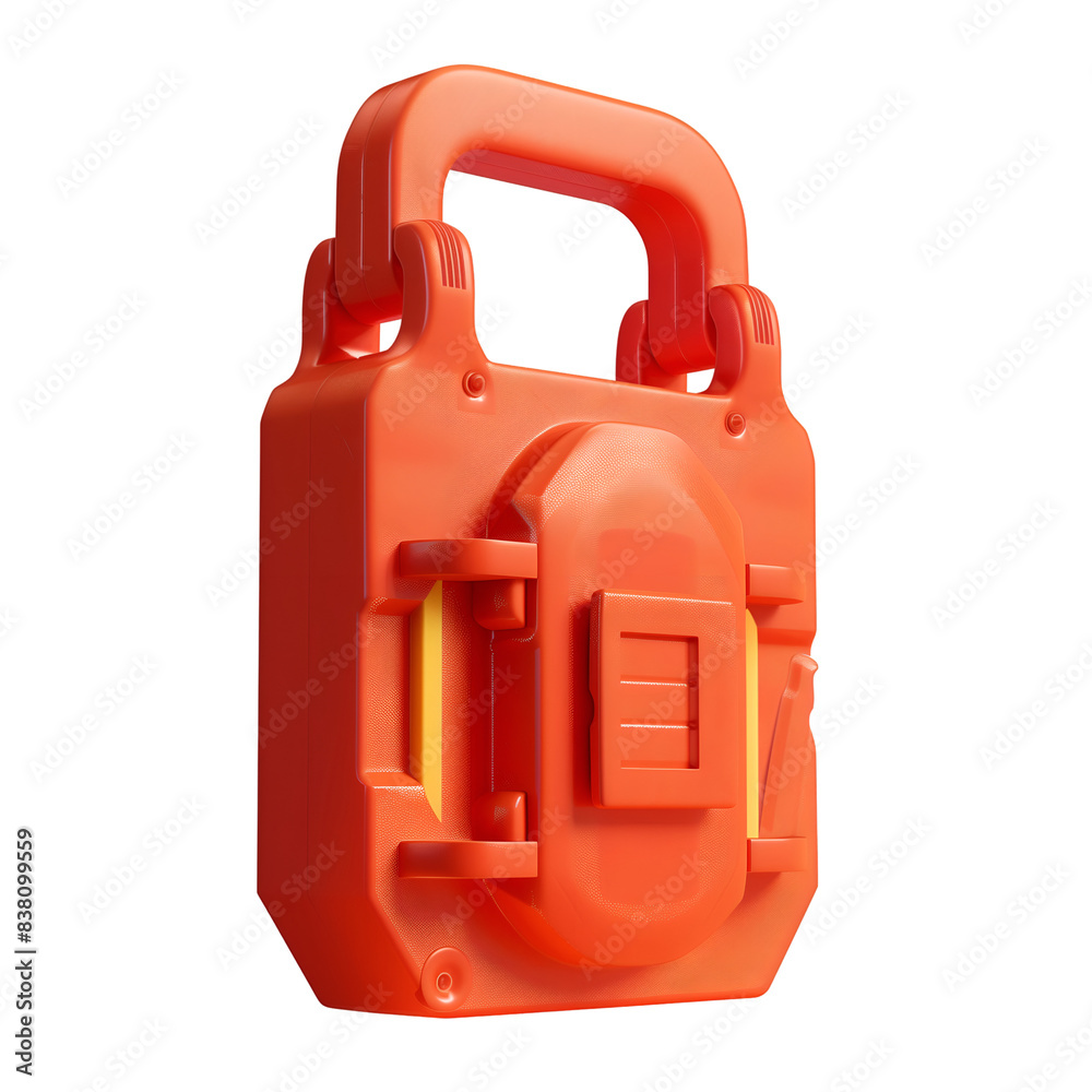 Orange Lockout Tagout Device With Handle and Yellow Lock, Isolated on a ...