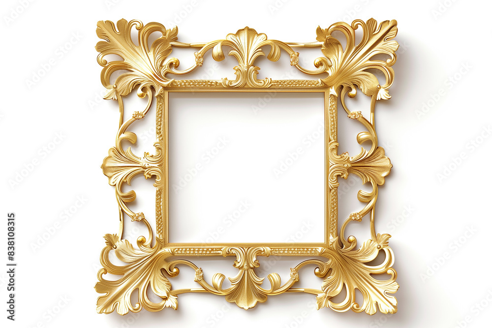 vintage gold square picture frame isolated on white background Stock ...