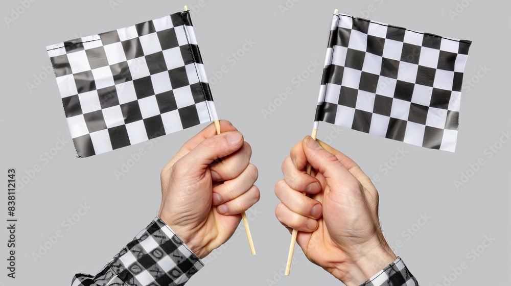 An isolated set of checkered flags on a transparent background ...