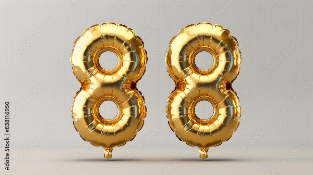 Realistic modern illustration of golden balloon number 8 on a ...