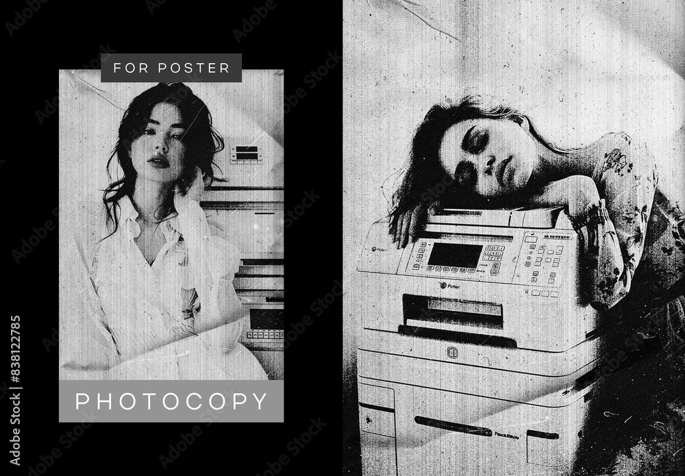 Bad Photocopy Poster Photo Effect Mockup With Generative AI Stock ...