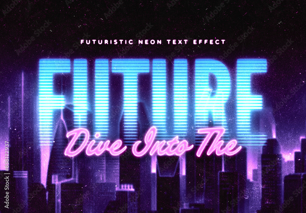 Futuristic Neon Text Effect Mockup With Generative AI Stock Template ...