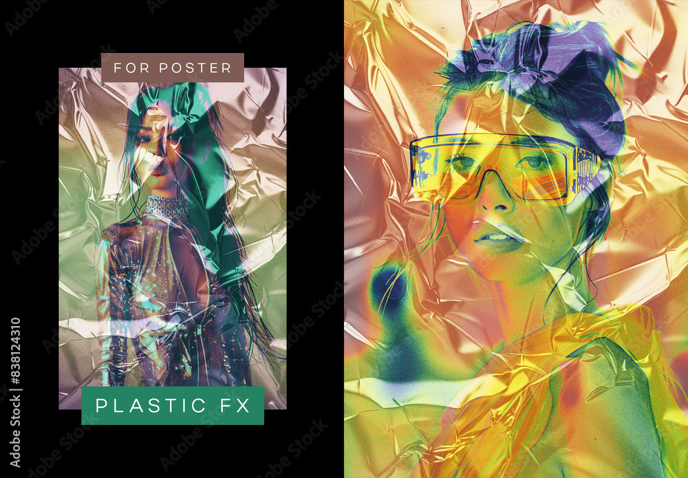 Plastic FX Poster Photo Effect Mockup With Generative AI Stock Template ...