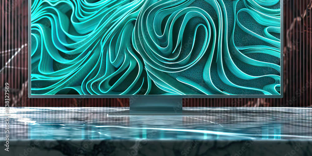 The Swirling Turquoise Tides of Data. A computer monitor displaying ...