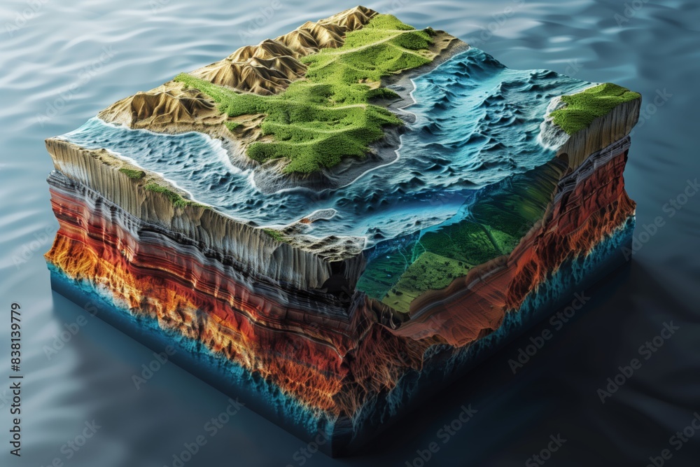 Geology, layers, plates, tectonics section. Schematic abstract view of ...