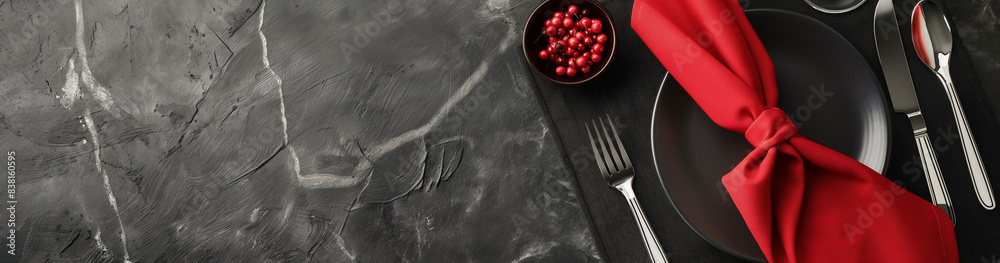 Fine dining table setting of luxury fancy restaurant menu invitation ...