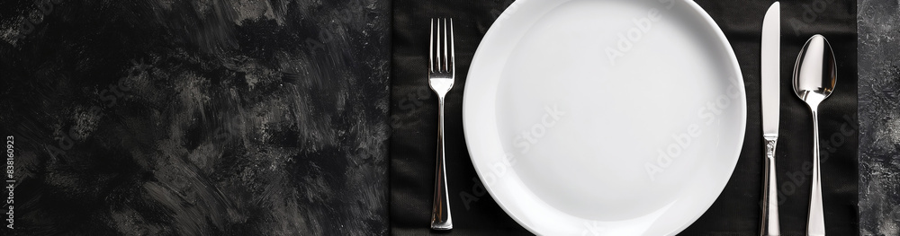Fine dining table setting of luxury fancy restaurant menu invitation ...