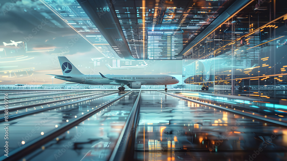 Technology digital future of commercial air transport concept, Airplane ...