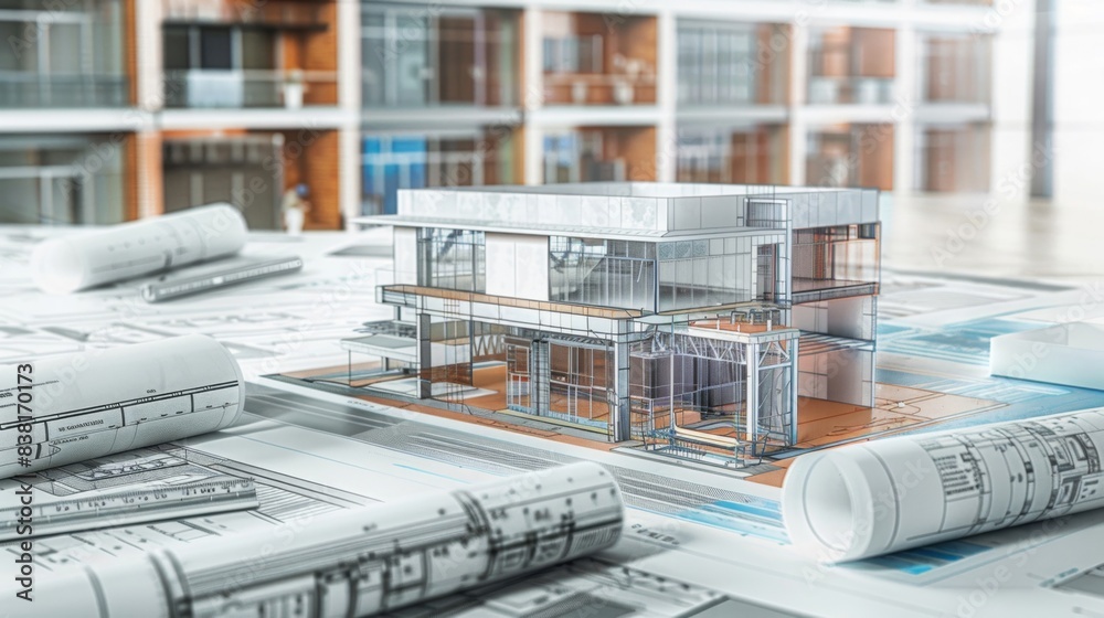 Architectural planning phase of a large construction project, featuring ...